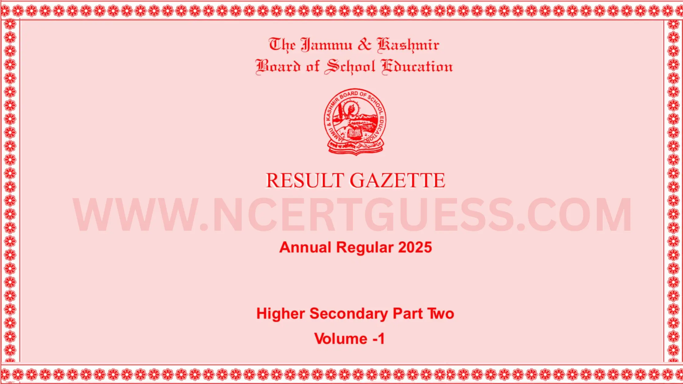 JKBOSE 12th Result Gazette 2025-26 Download PDF, Search by Name ...